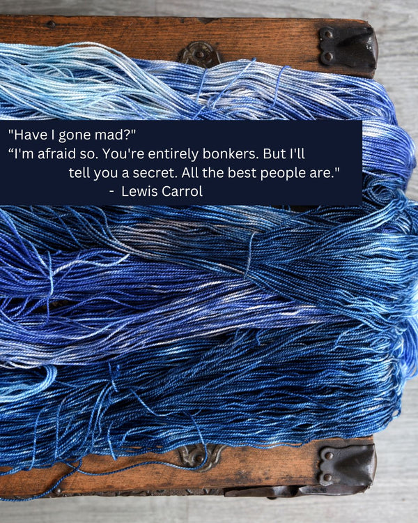 Lewis Carroll yarn, Alice in Wonderland yarn, white rabbit mad hatter ...