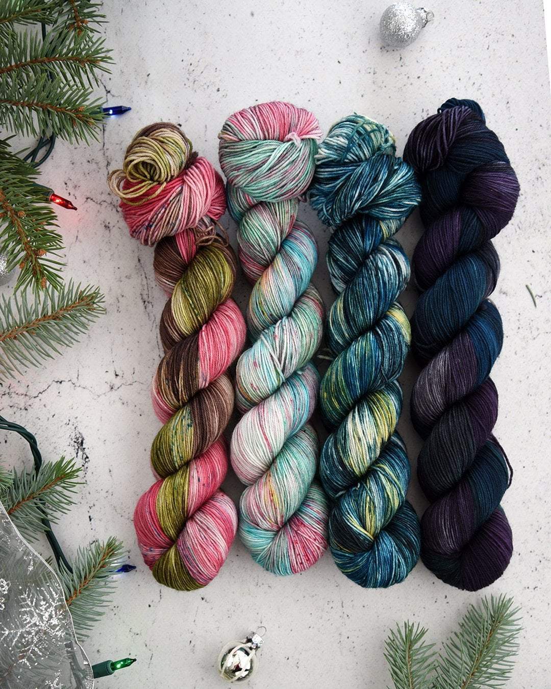 Bright speckled Christmas Yarn, Hand dyed yarn for christmas ...