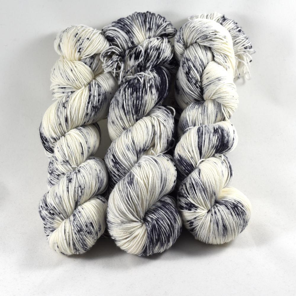 Black and gray hand dyed yarn, grey yarn with speckles, hand dyed yarn ...