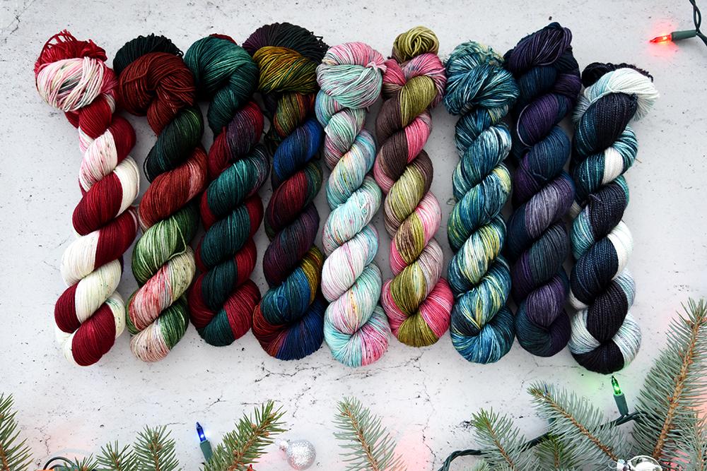 Bright speckled Christmas Yarn, Hand dyed yarn for christmas ...