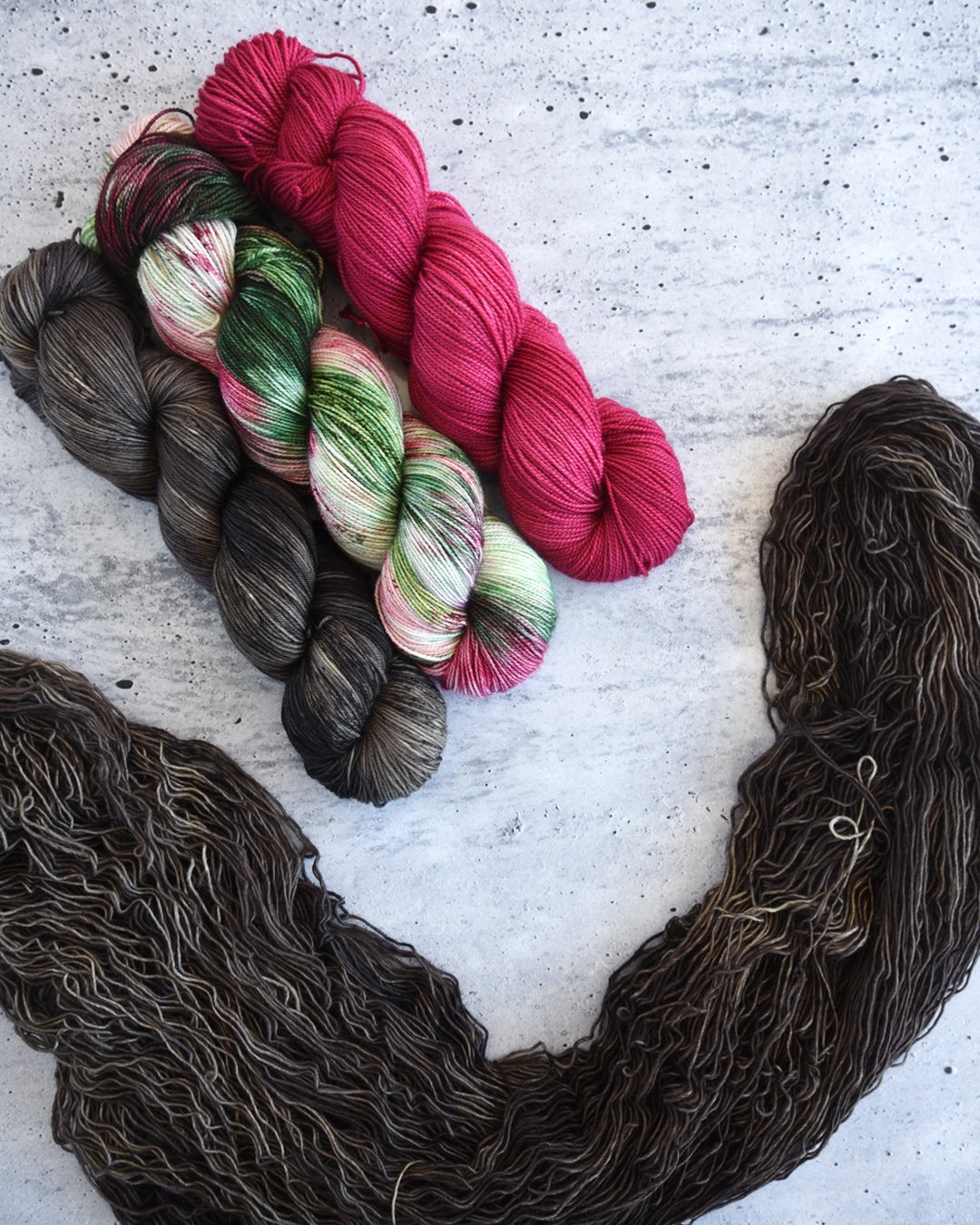 Black and gray hand dyed yarn, grey yarn with speckles, hand dyed yarn ...